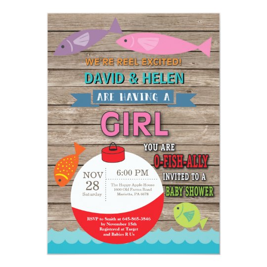 Fishing Baby Shower Invitation Girl Fish | Zazzle.com