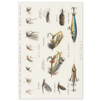 Fishing Baits Flies Angling Decoupage Tissue Paper | Zazzle
