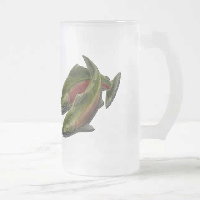 Fishing Beer Mug Coho Salmon Fisherman Beer Glass | Zazzle
