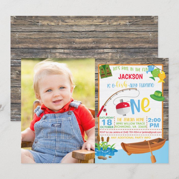 Fishing Birthday Invitation with Photo | Zazzle