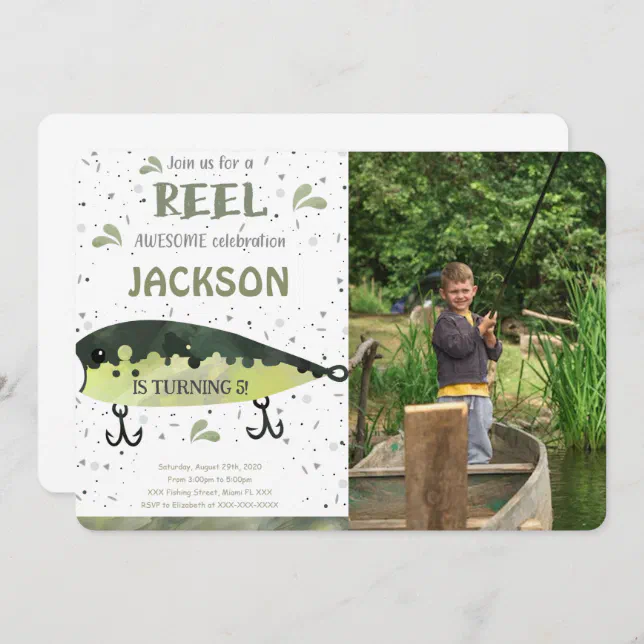 Fishing Birthday Photo Invitation | Zazzle