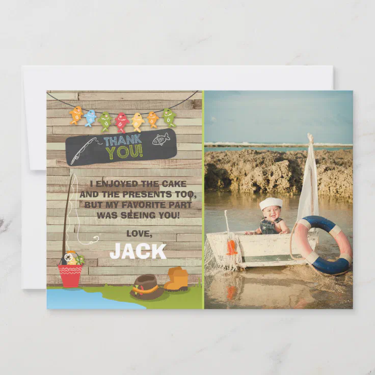 Fishing Birthday Thank You Card Fishing party | Zazzle