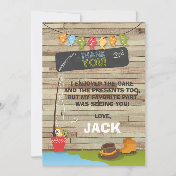 Fishing Birthday Thank You Card Fishing party | Zazzle