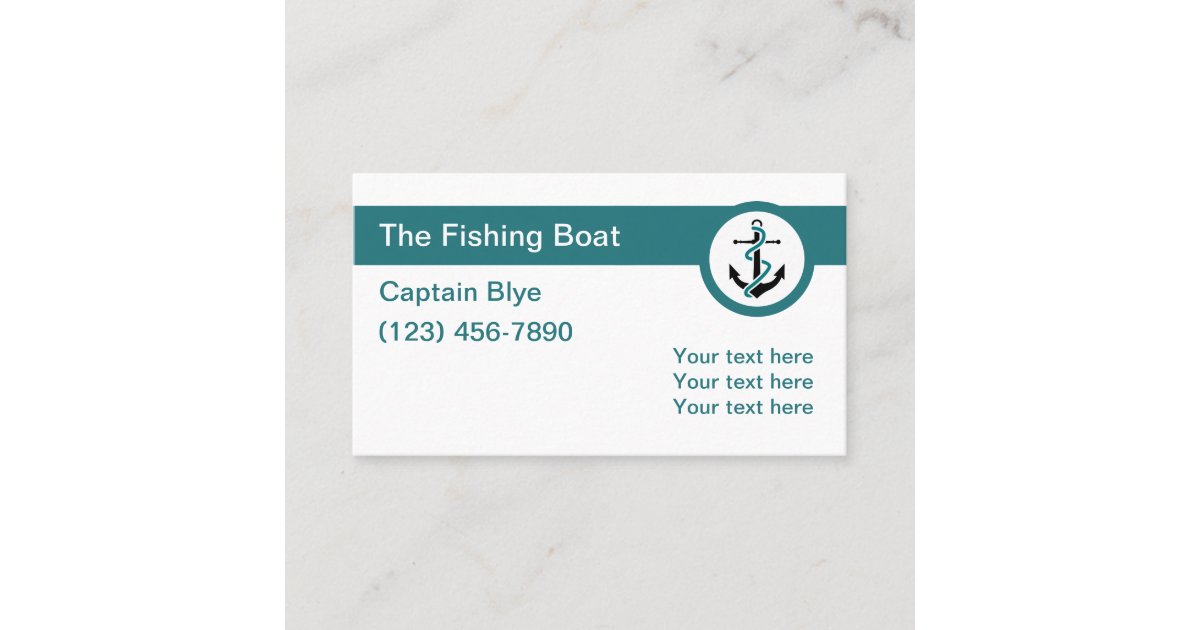 Fishing Boat Captain Modern Business Card | Zazzle
