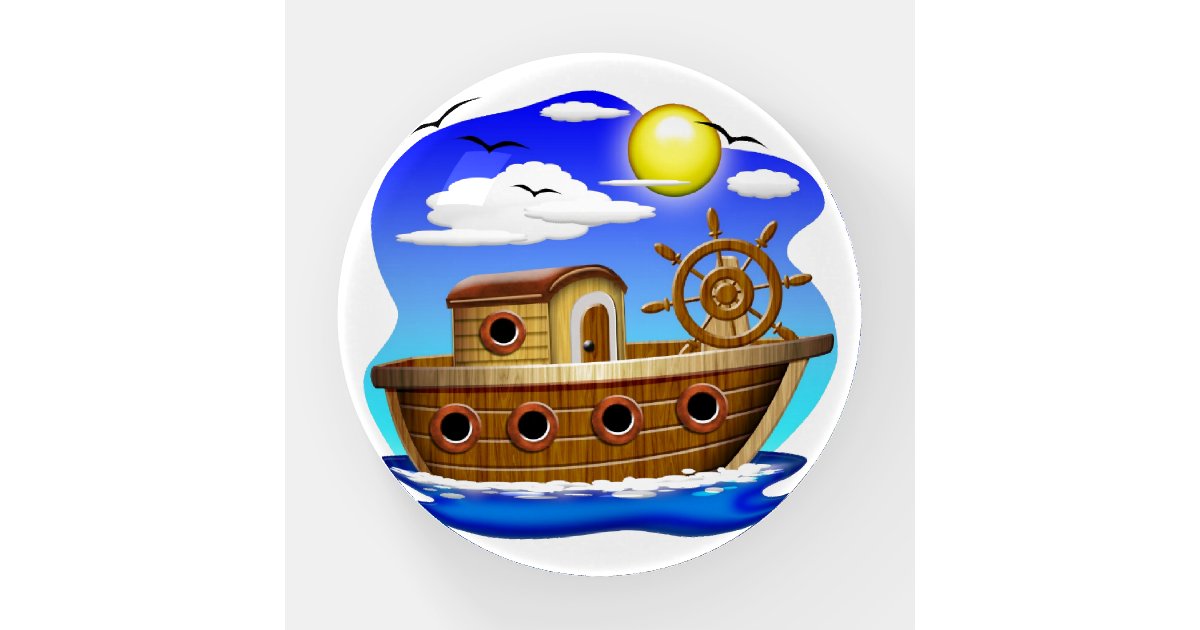 Fishing Boat Cartoon Paperweight | Zazzle