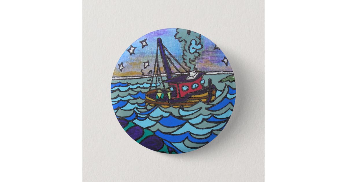 Fishing Boat Pinback Button | Zazzle