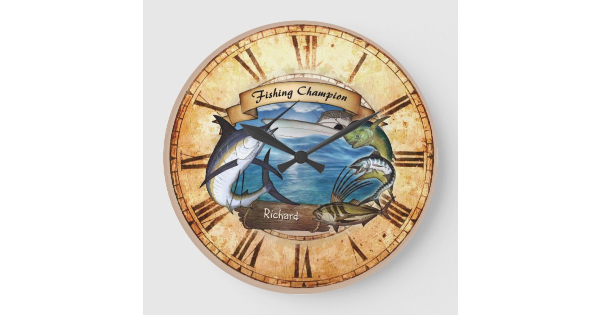 Fishing Champion (customizable) Clock | Zazzle