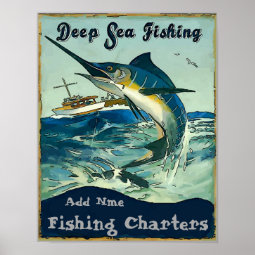 Fishing Charters, add names Poster | Zazzle