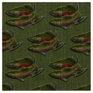 Fishing Fabric Coho Salmon Fish Pattern Fabrics | Zazzle