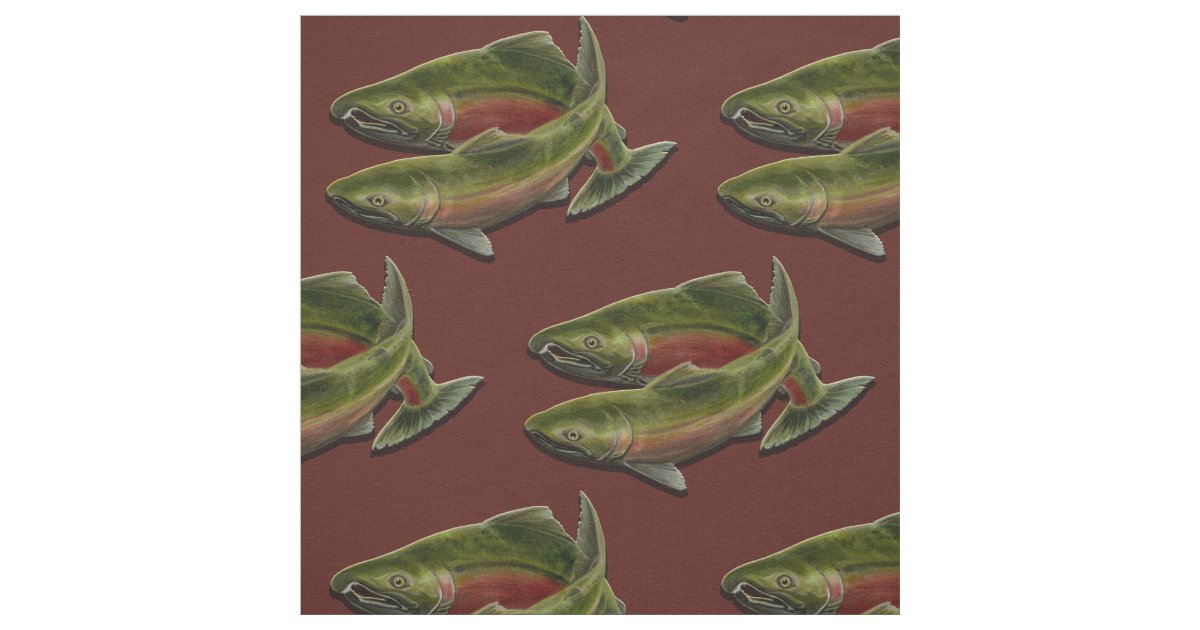 Fishing Fabric Coho Salmon Fish Pattern Fabrics | Zazzle