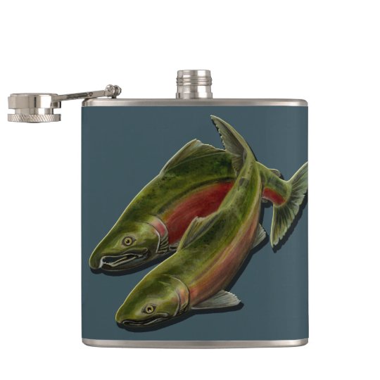 Fishing Flask Custom Fishermans Salmon Drink Flask | Zazzle.com