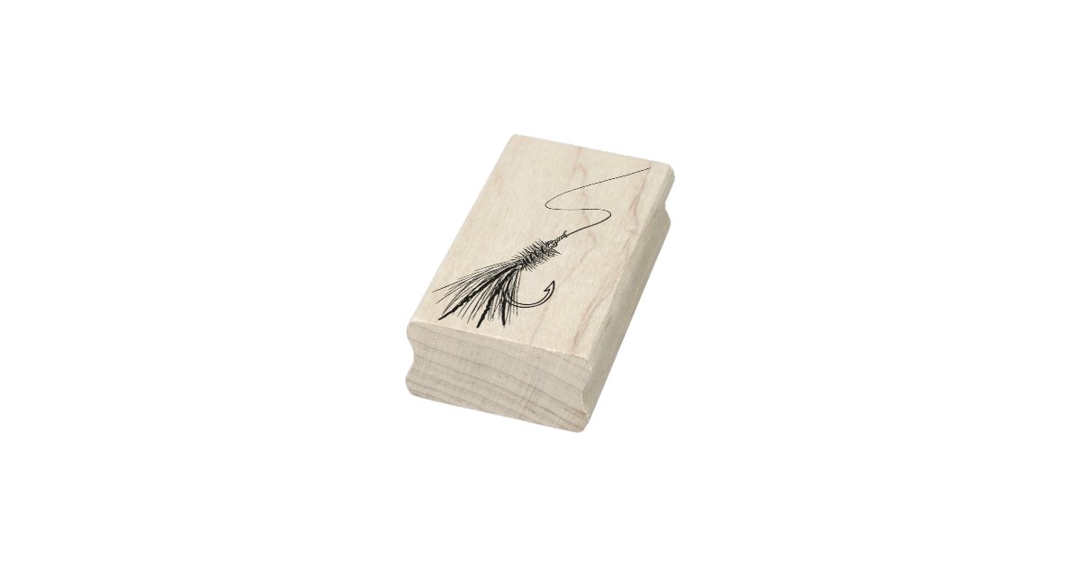 Fishing Fly Hook Rubber Stamp | Zazzle