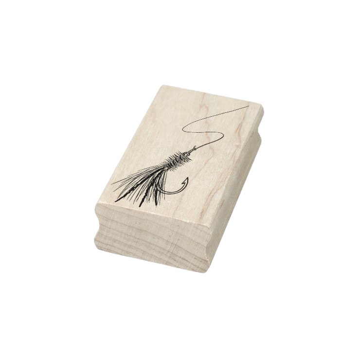 Fishing Fly Hook Rubber Stamp | Zazzle