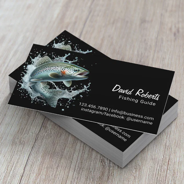 Fishing Guide Fishing Charters Plain Black Business Card | Zazzle