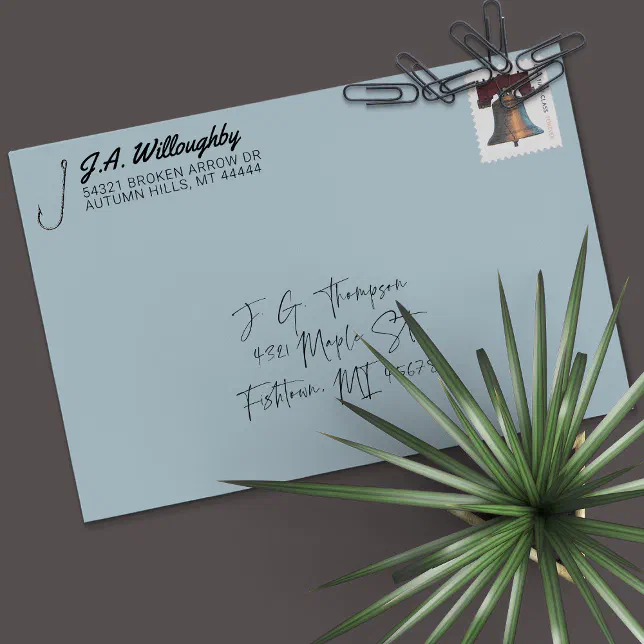 Fishing Hook Address Rubber Stamp | Zazzle