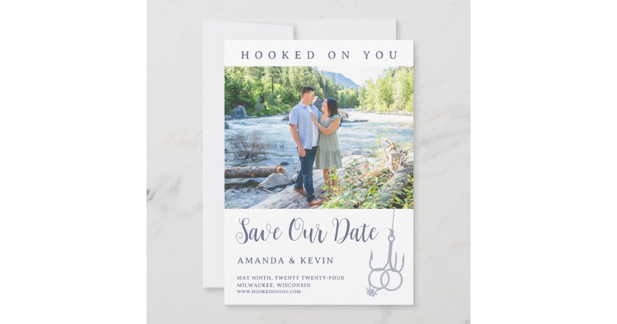 Fishing Hook Wedding Rings Save the Date | Zazzle