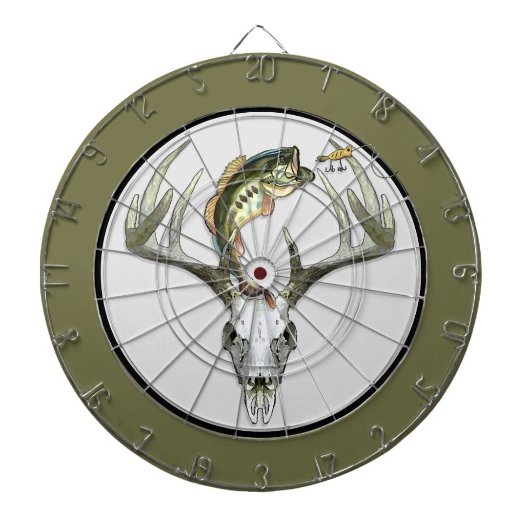 Fishing Hunting Buck Bass Fish Dart Board | Zazzle