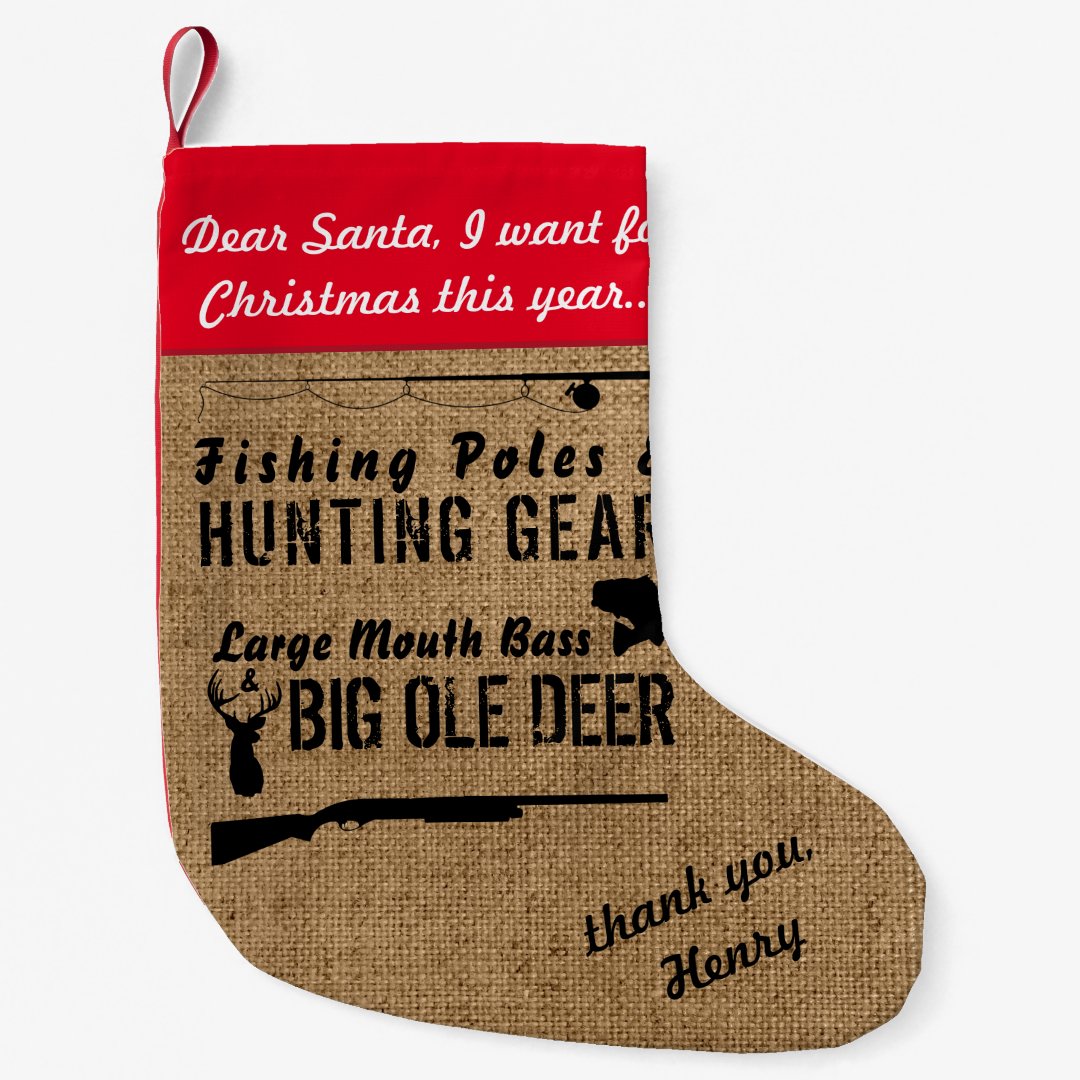 Fishing Hunting Letter to Santa Small Christmas Stocking | Zazzle