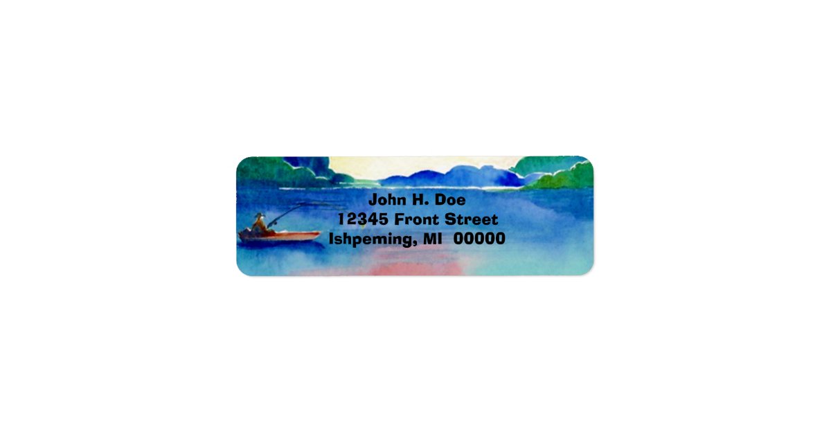 Fishing Lake watercolor Return Address Labels | Zazzle