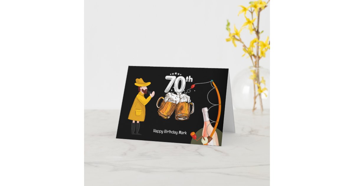 Fishing Lovers 70th Birthday Card | Zazzle