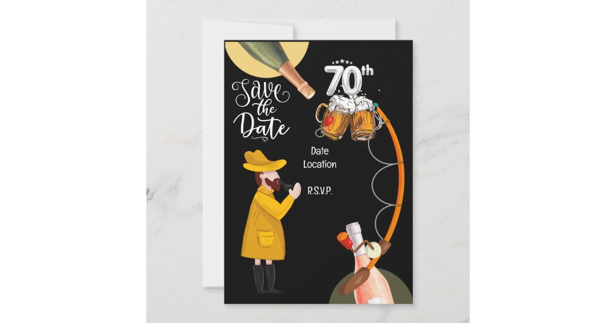 Fishing Lovers 70th Birthday Invitation | Zazzle