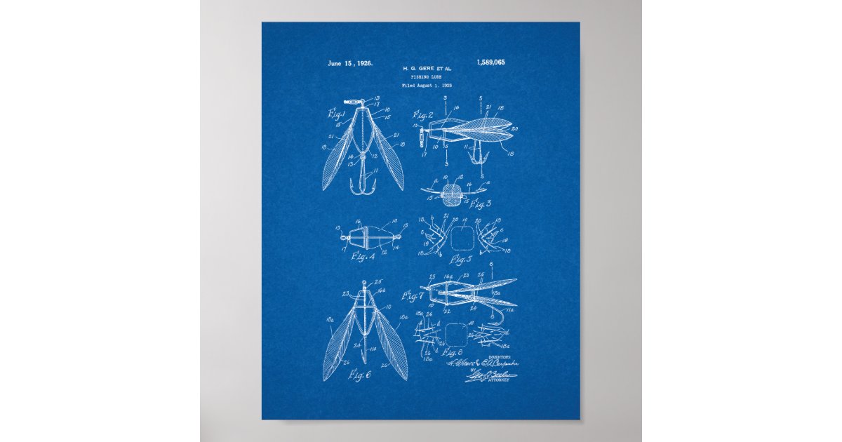 Fishing Lure Patent - Blueprint Poster | Zazzle