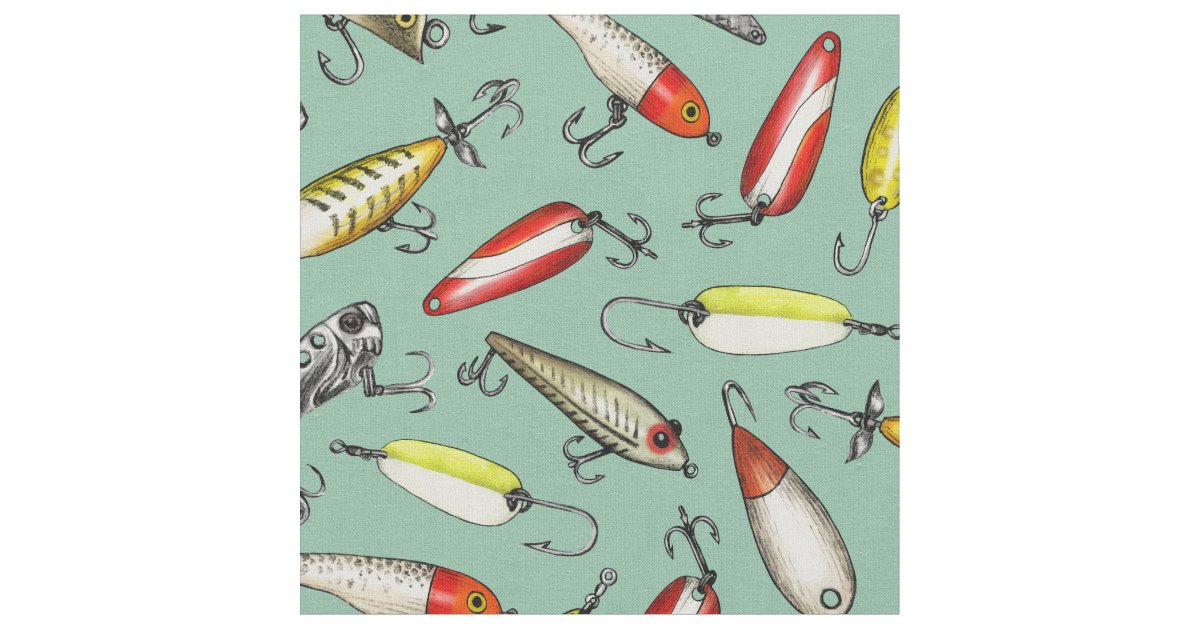 Fishing Lures Fabric | Zazzle