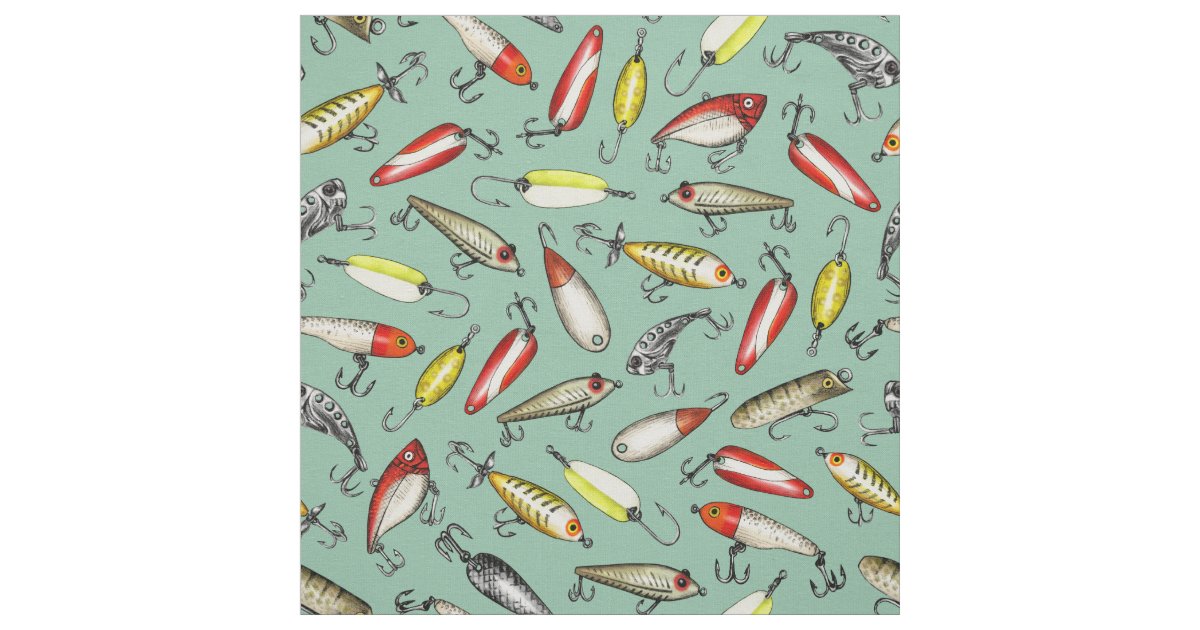 Fishing Lures Fabric | Zazzle