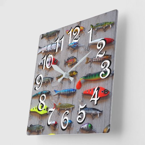 Fishing Lures Man Cave Wall Clock for Fishermen | Zazzle