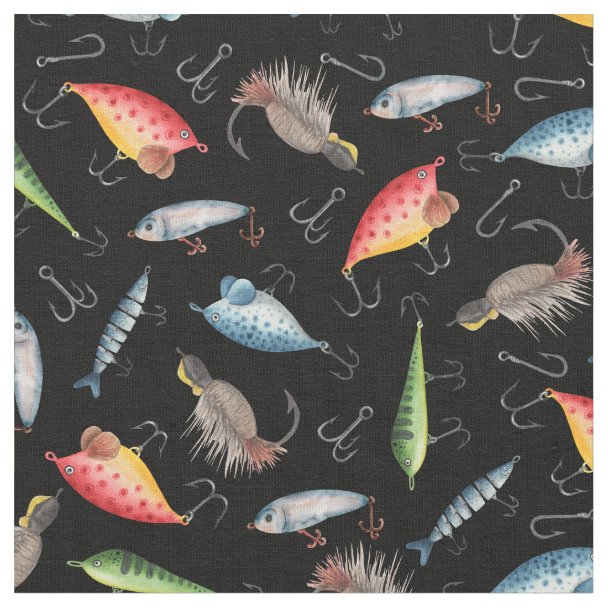 Fishing Lures Fabric | Zazzle