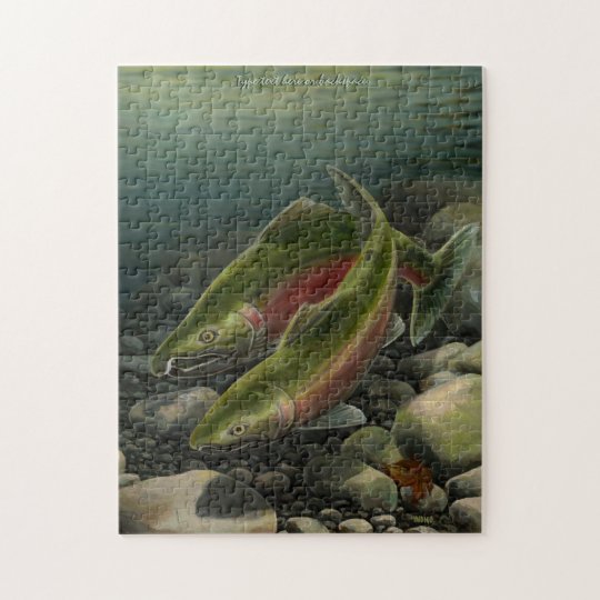 Fishing Puzzle Personalized Wild Salmon Art Puzzle | Zazzle.com
