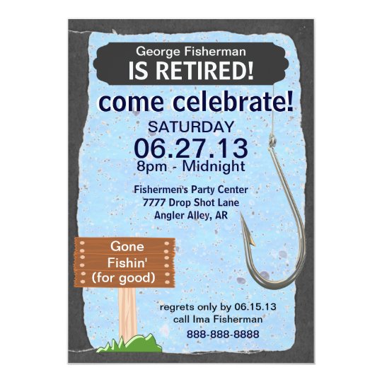 Fishing Retirement Party celebration invitation | Zazzle.com