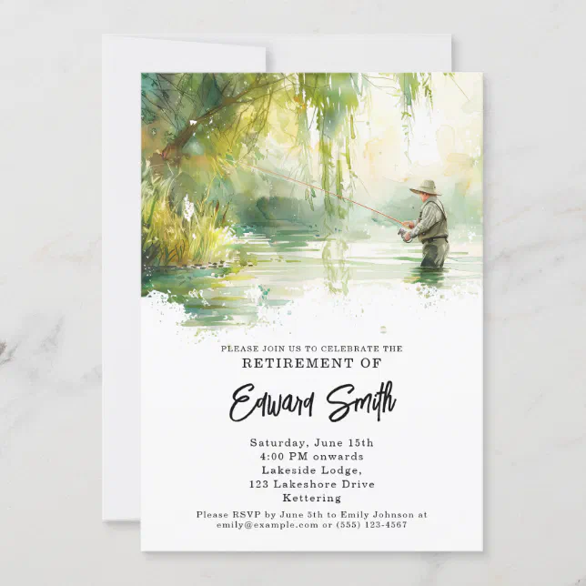 Fishing Retirement Party Invitation | Zazzle
