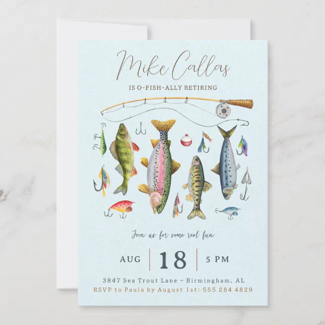Fishing Retirement Party Invitation | Zazzle