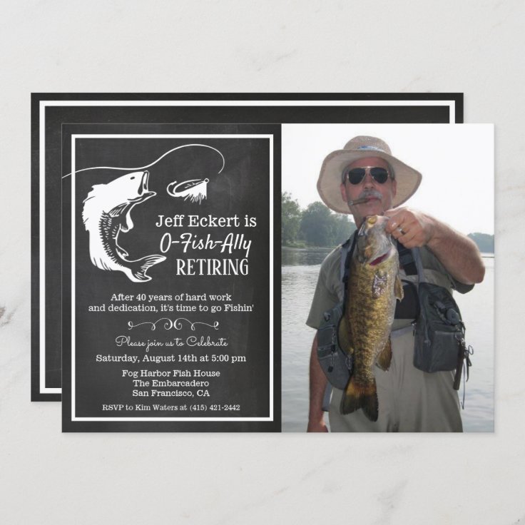 Fishing Retirement Photo Invitation | Zazzle
