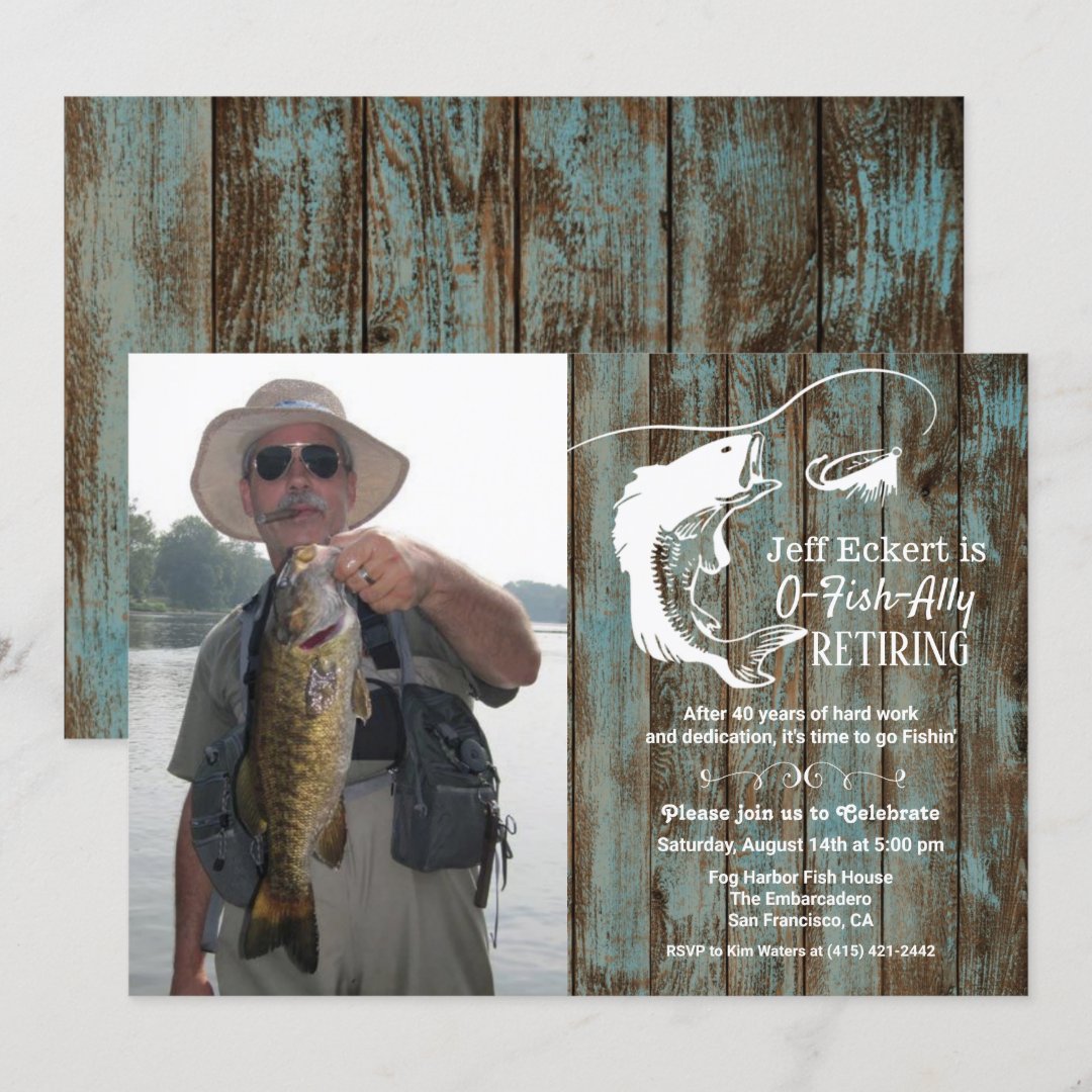Fishing Retirement Photo Invitation | Zazzle