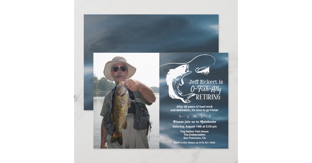 Fishing Retirement Photo Invitation | Zazzle