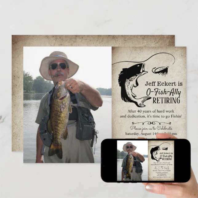 Fishing Retirement Photo Invitation | Zazzle