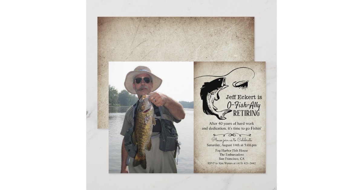 Fishing Retirement Photo Invitation | Zazzle