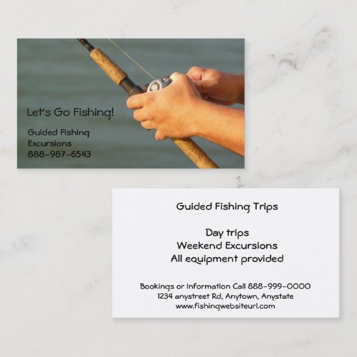 Fishing Rod and Reel Business Card for Guides | Zazzle