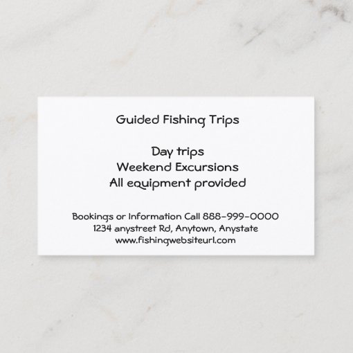 Fishing Rod and Reel Business Card for Guides | Zazzle