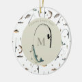 Fishing Rod & Reel Fish Theme Fisherman Monogram Ceramic Ornament | Zazzle
