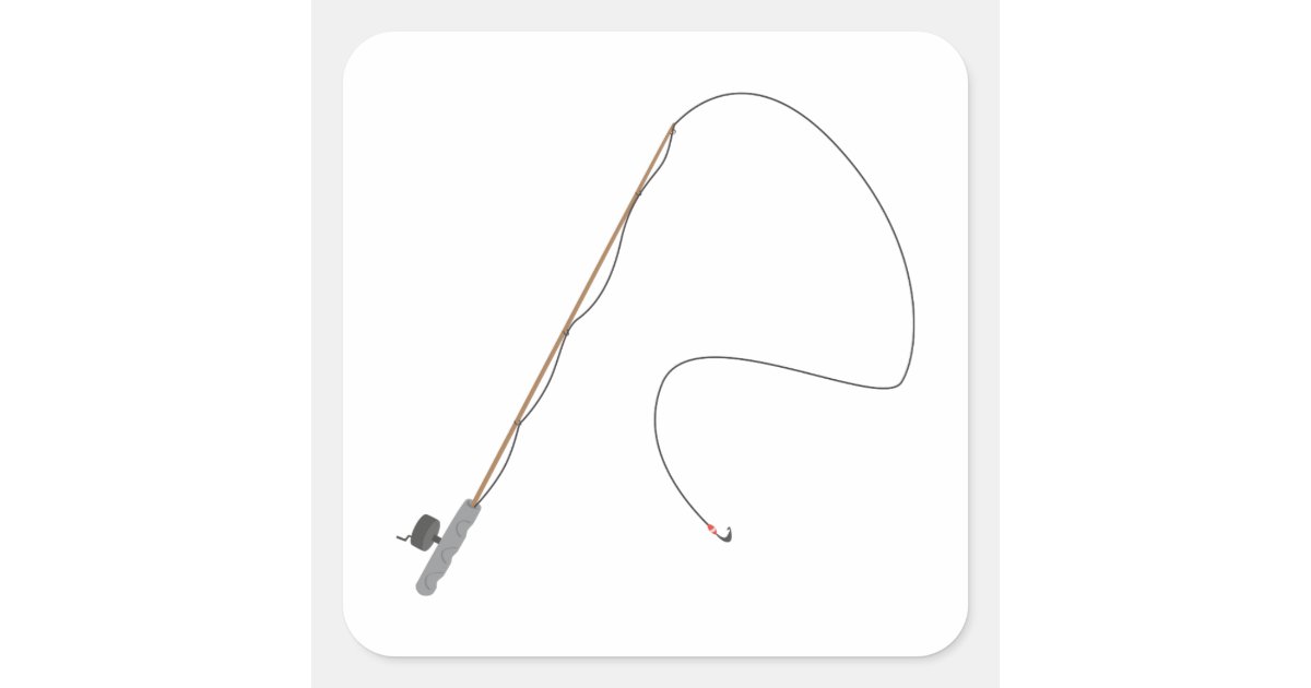 Fishing Rod Square Sticker | Zazzle
