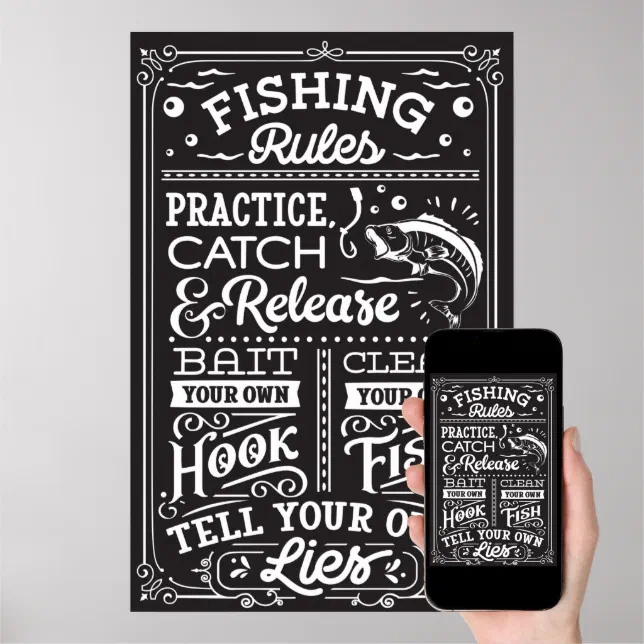 Fishing Rules List Custom Background Poster | Zazzle