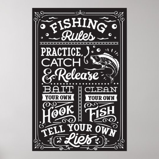 Fishing Rules List Custom Background Poster | Zazzle.com