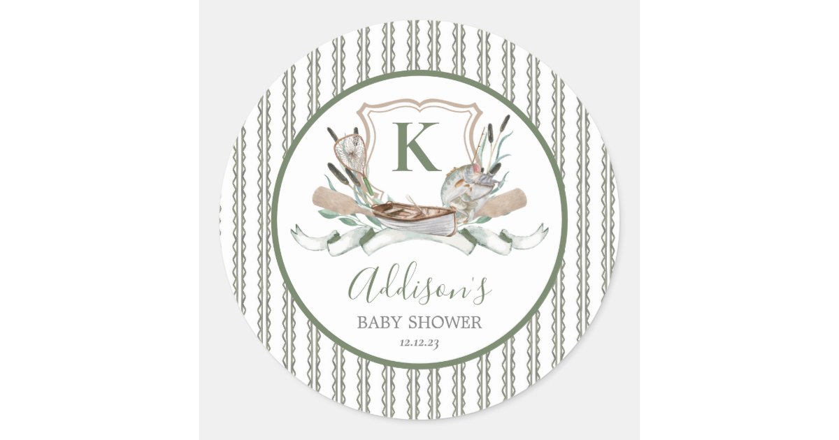 Fishing sticker, preppy fish birthday sticker | Zazzle