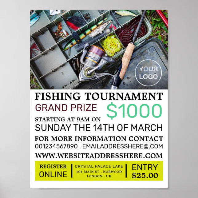 Fishing Tackle Box, Fishing Tournament Event Poster | Zazzle