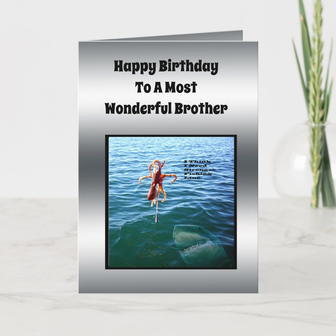 Fishing Theme Brother Birthday Card, Card | Zazzle