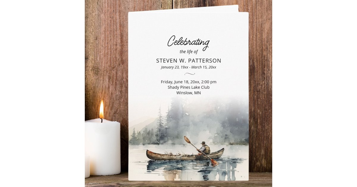 Fishing Theme, Photo, Celebration of Life Funeral Program | Zazzle