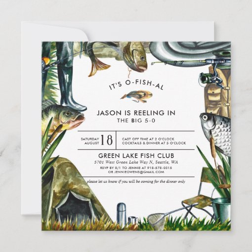 Fishing Themed Birthday Party Invitation | Zazzle